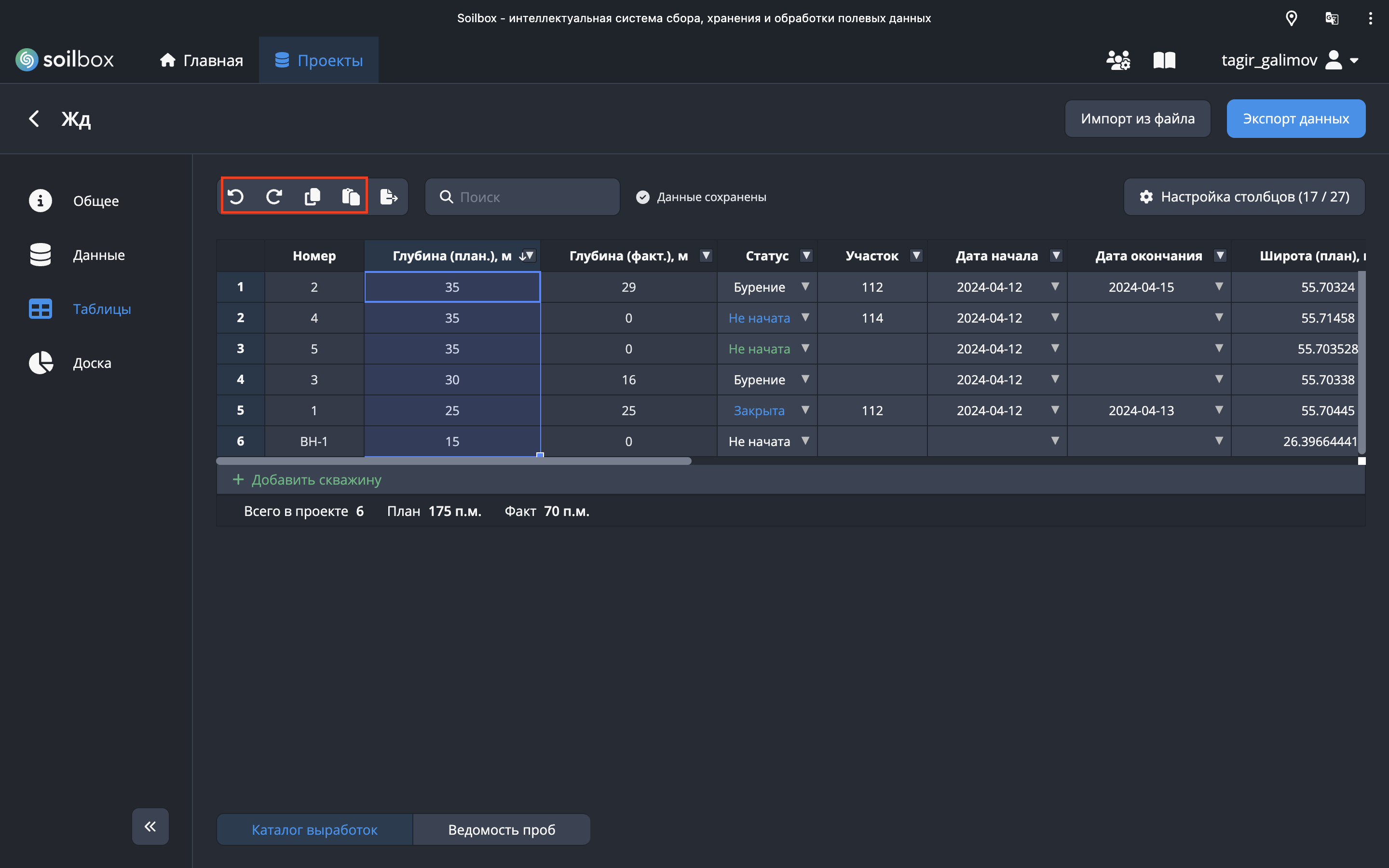 7. Таблицы | Soilbox Docs